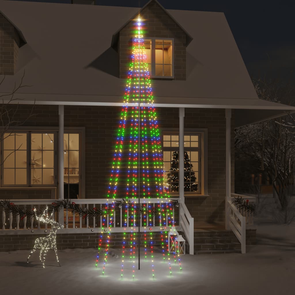 Joulukuusi lipputankoon 732 moniväristä LED-valoa 500 cm ...